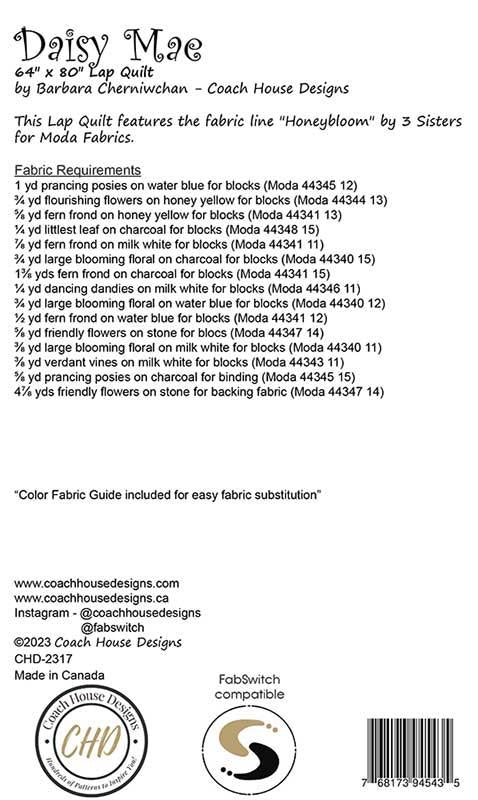 Daisy Mae Quilt Kit- pattern by Coach House- using Honeybloom by 3 Sis ...