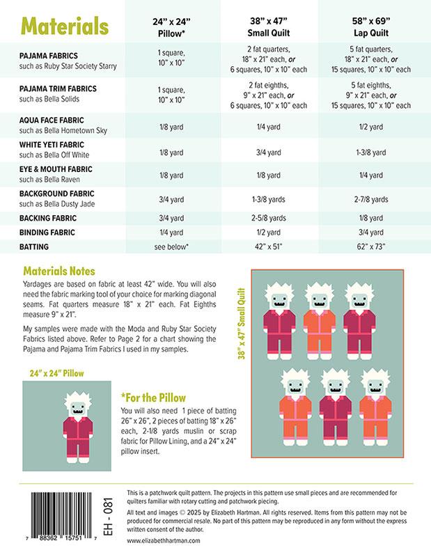 Yetis in Pajamas Quilt Kit by Elizabeth Hartman- 58" X 69 ...